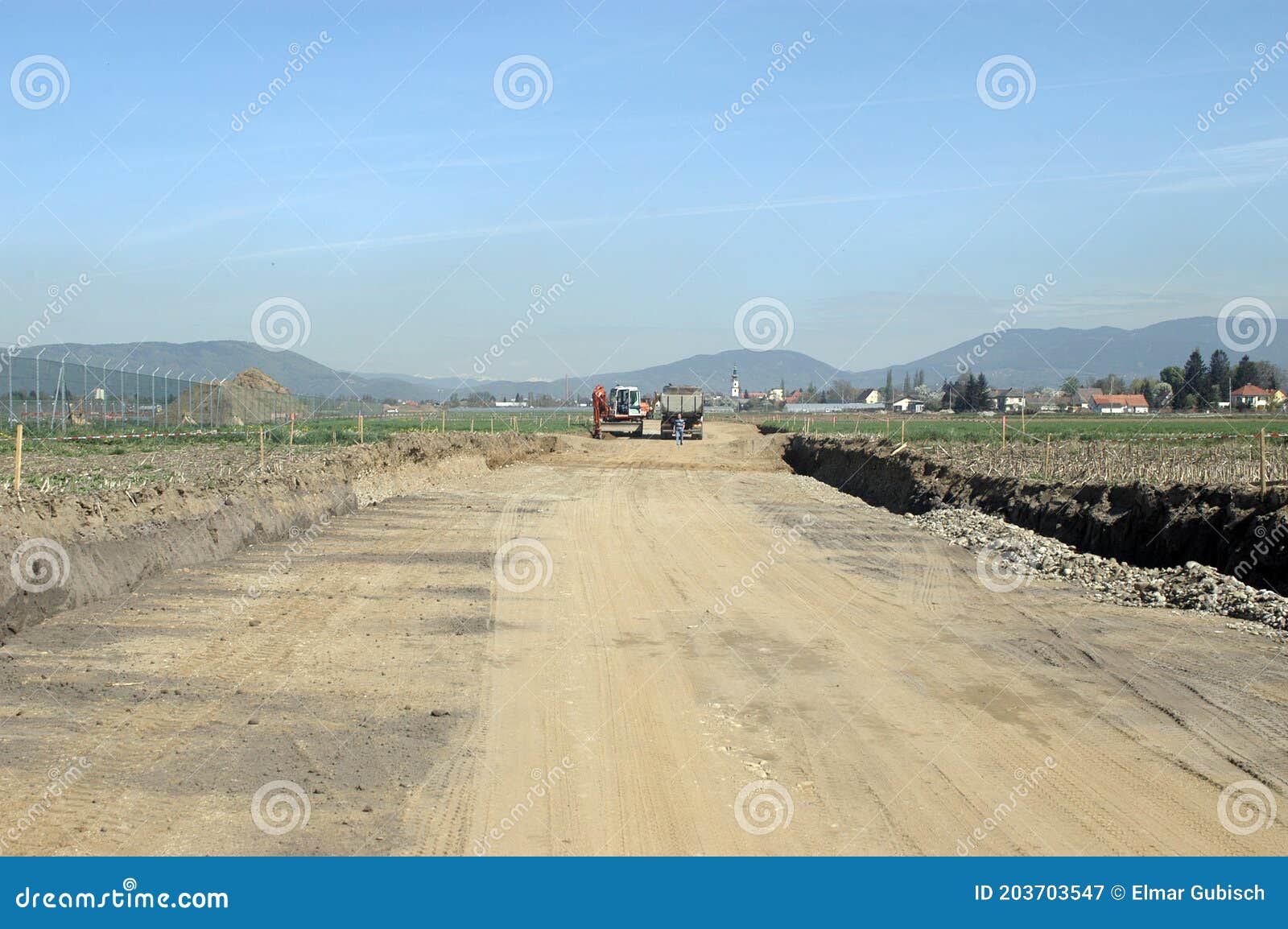 Ground Leveling in Road Construction Stock Image - Image of ...