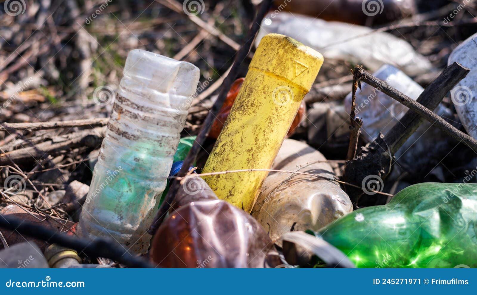 Ground Littered with Plastic Bottles Stock Image - Image of dump ...