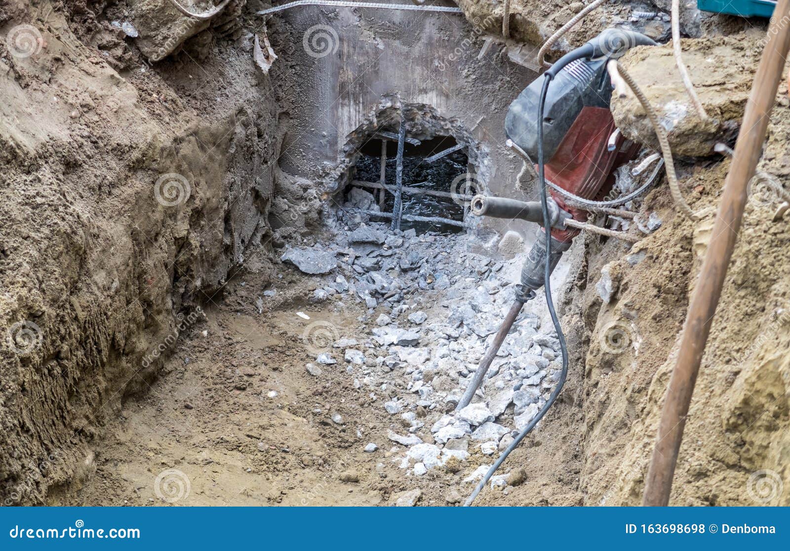 Make a Hole in a Concrete Cesspit Stock Photo - Image of object ...