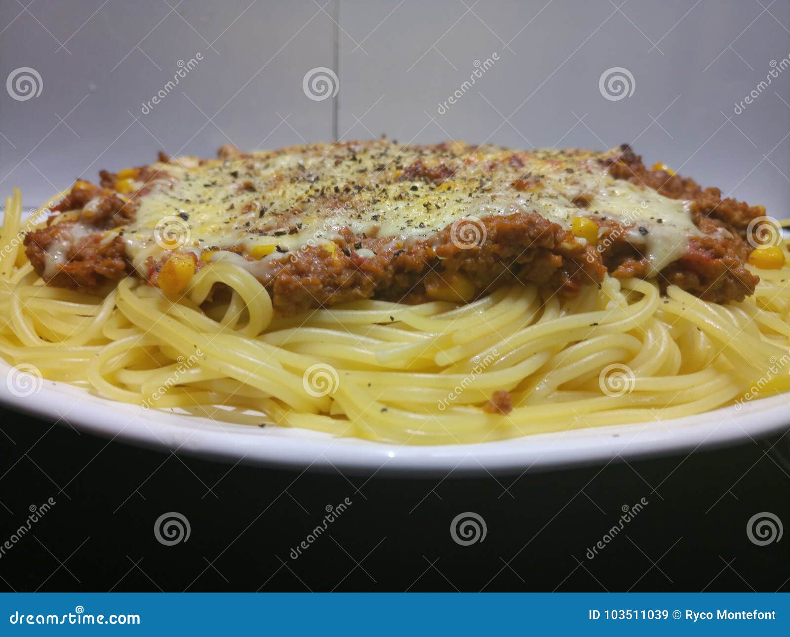 Melted Cheese on Spaghetti Bolognese Stock Image - Image of pepper ...
