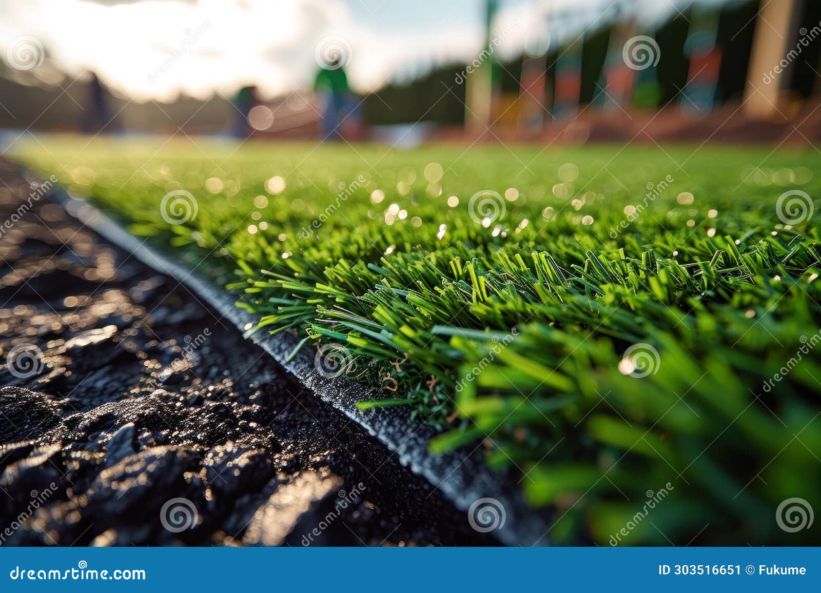 Ground Perspective of Artificial Grass Installation. Stock Image ...