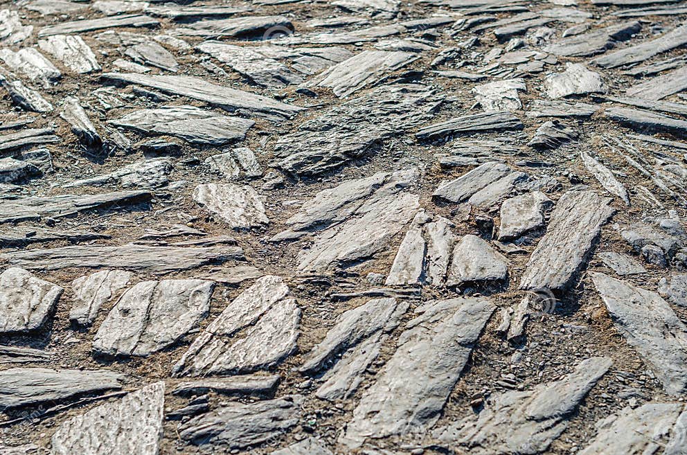 Ground with Pieces of Slate Stock Photo - Image of surface, mineral ...