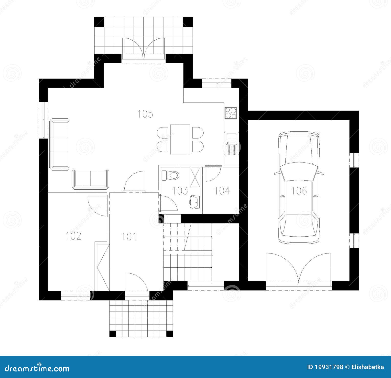 Ground Plan of Flat Building Stock Illustration - Illustration of house ...
