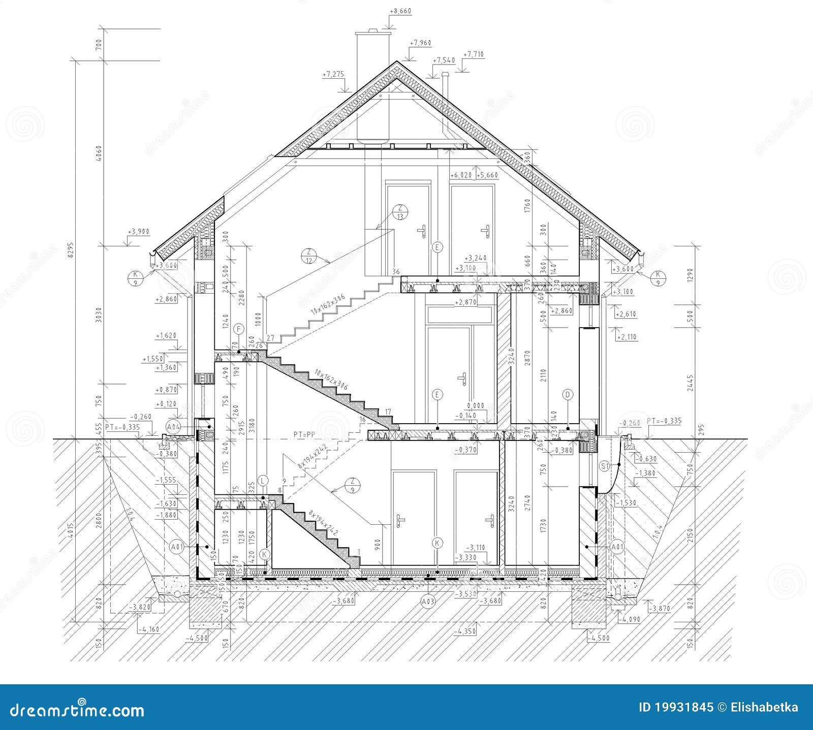 Ground Plan of Flat Building Stock Illustration - Illustration of stair ...