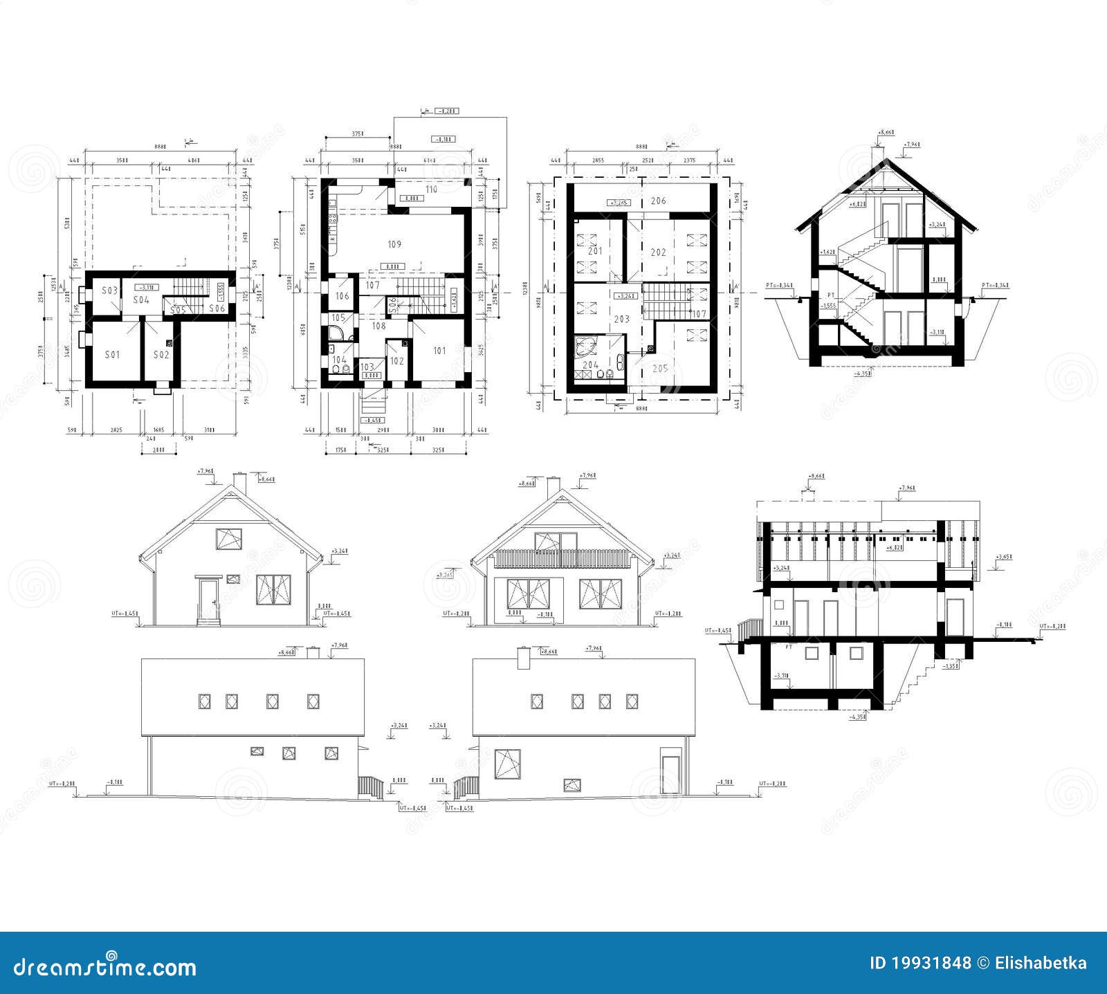 Ground Plan of Flat Building Stock Illustration - Illustration of ...
