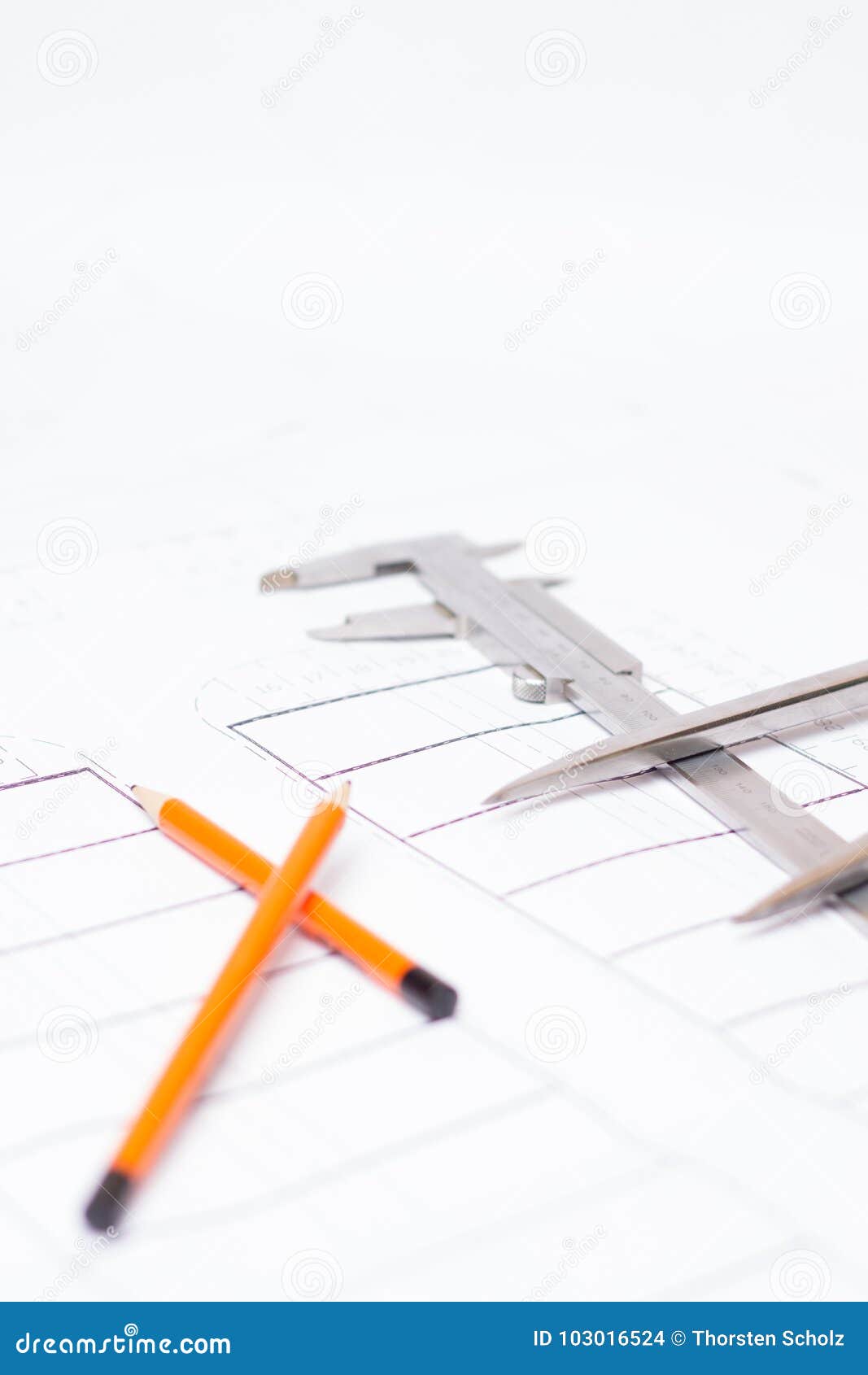 Ground Plot with Pencils and Vernier Caliper Stock Photo - Image of ...