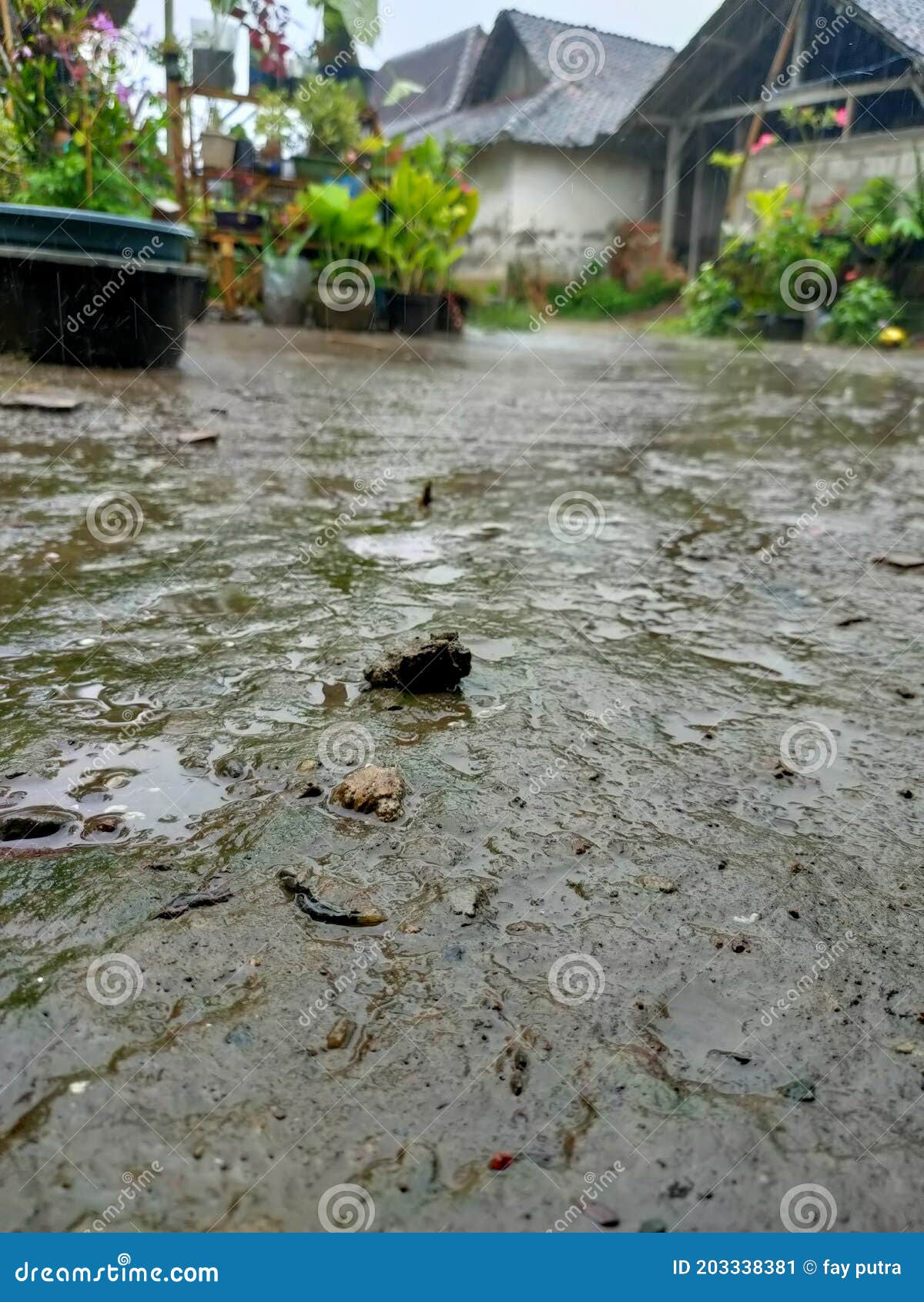Ground after rain stock image. Image of wall, road, watercourse - 203338381