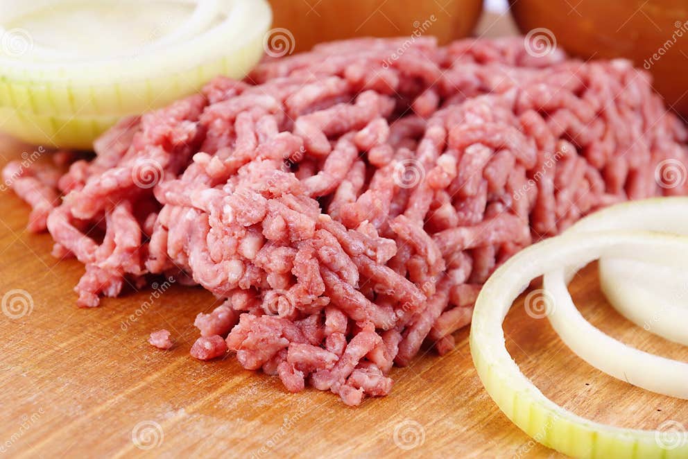 Ground Raw Meat stock image. Image of kitchen, onions - 28927985