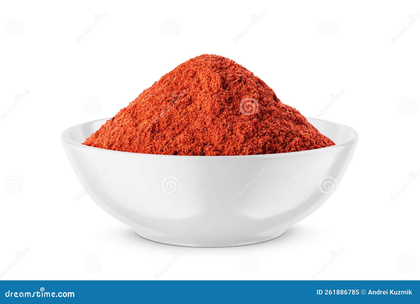 Ground Red Pepper in White Bowl Isolated on White. Front View Stock ...