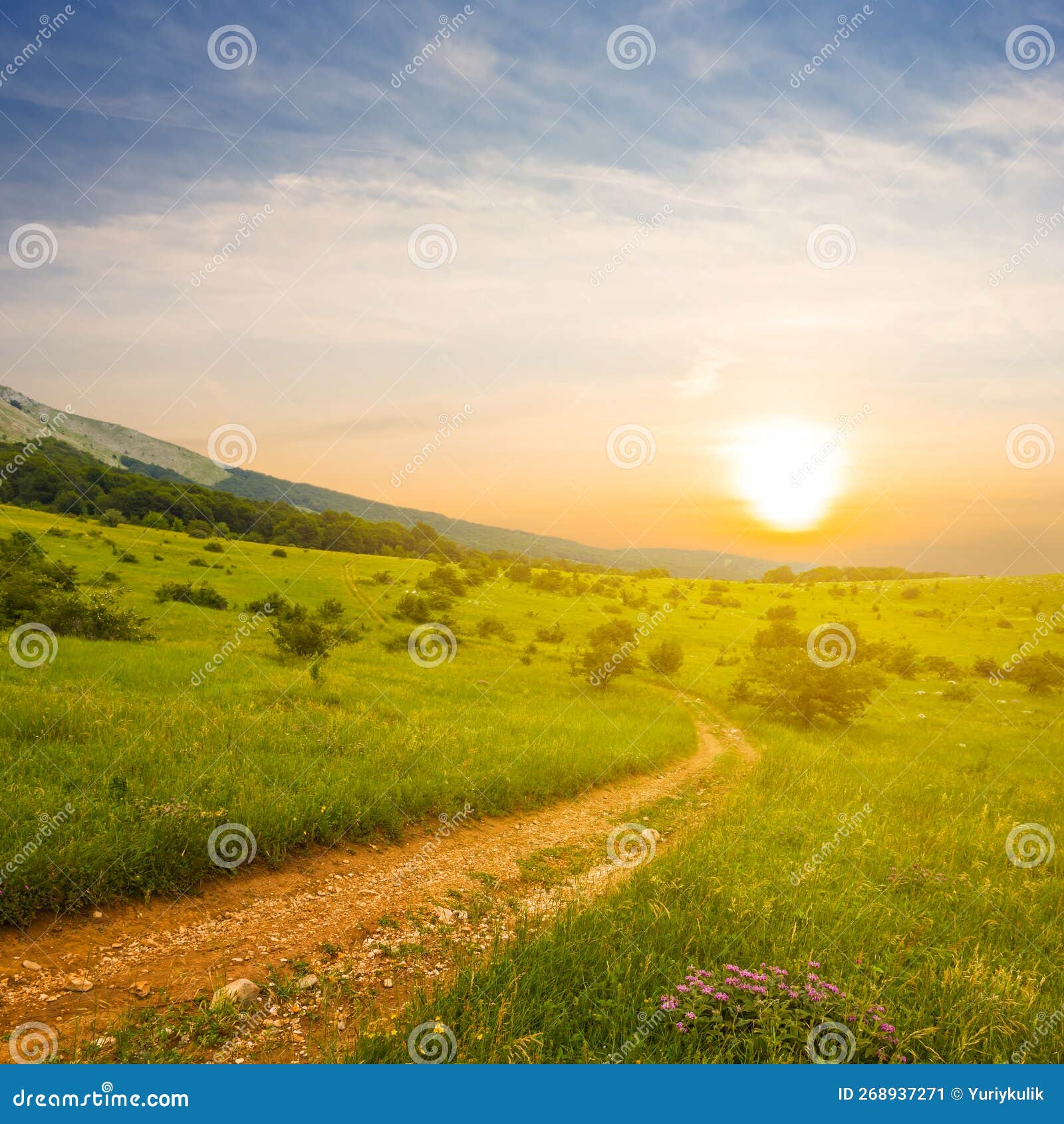 Green Mountain Valley at the Sunset Stock Image - Image of sunset ...