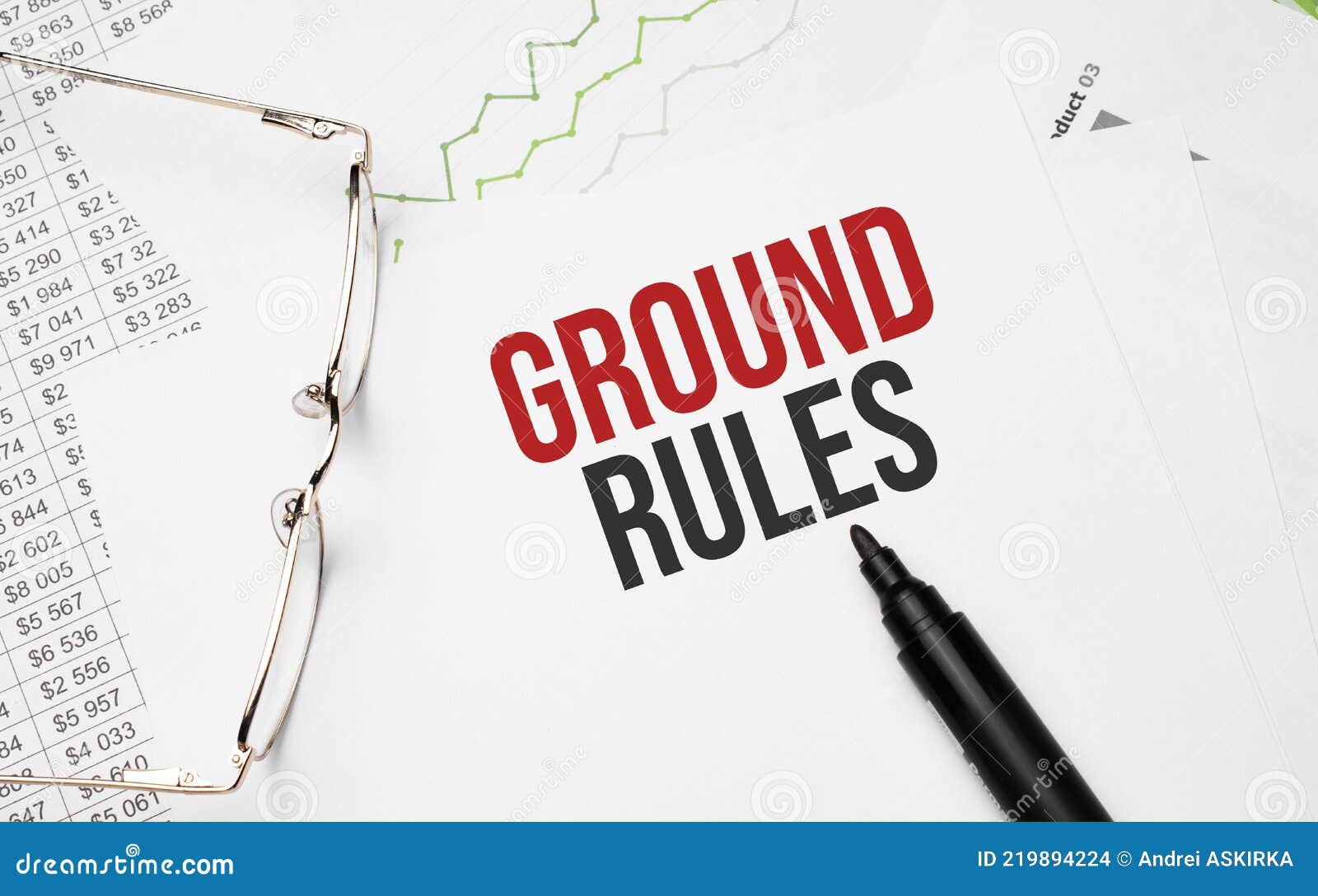 GROUND RULES. Conceptual Background with Chart ,papers, Pen and Glasses ...