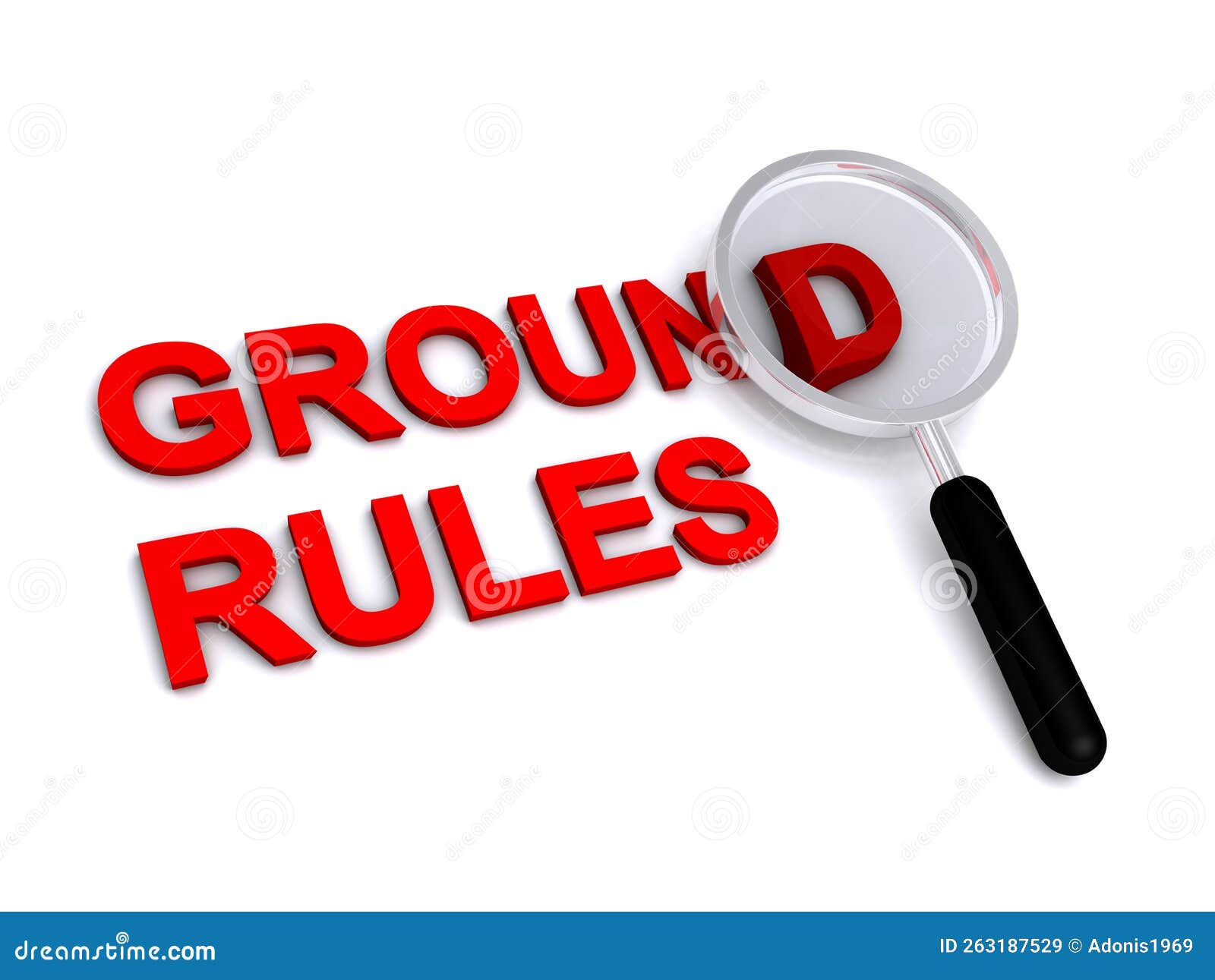 Ground Rules with Magnifying Glass on White Stock Illustration ...