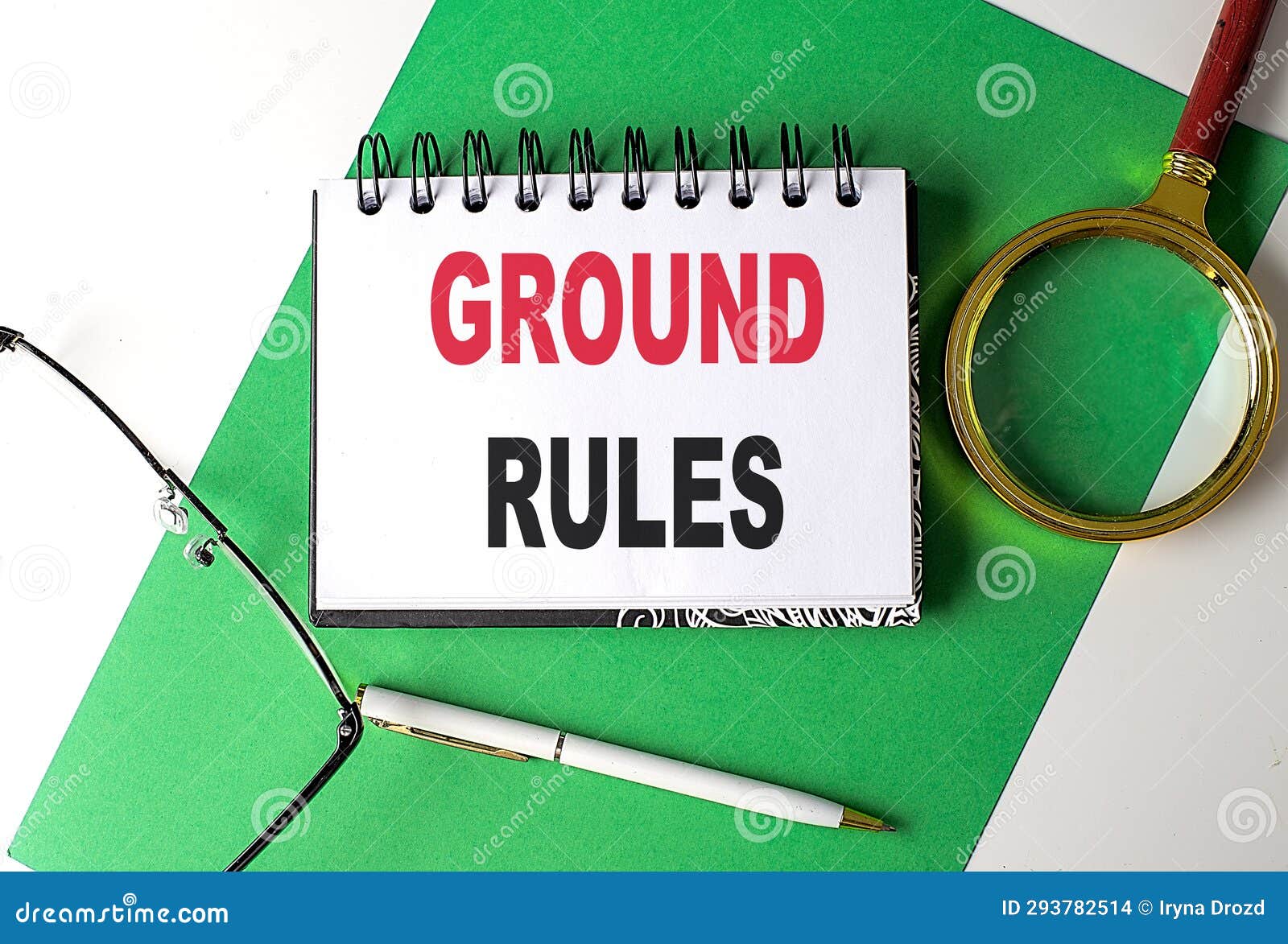 GROUND RULES Text on Notebook on Green Paper Stock Photo - Image of ...