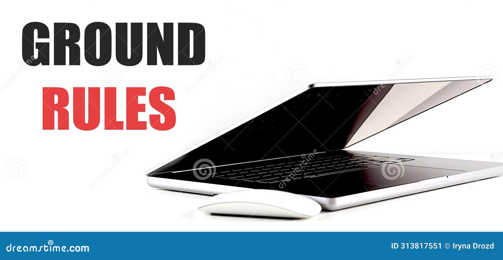 GROUND RULES Text on White Background with Laptop and Mouse Stock Image ...