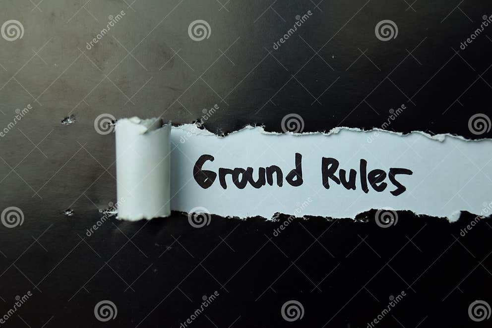 Ground Rules Text Written in Torn Paper Stock Image - Image of green ...