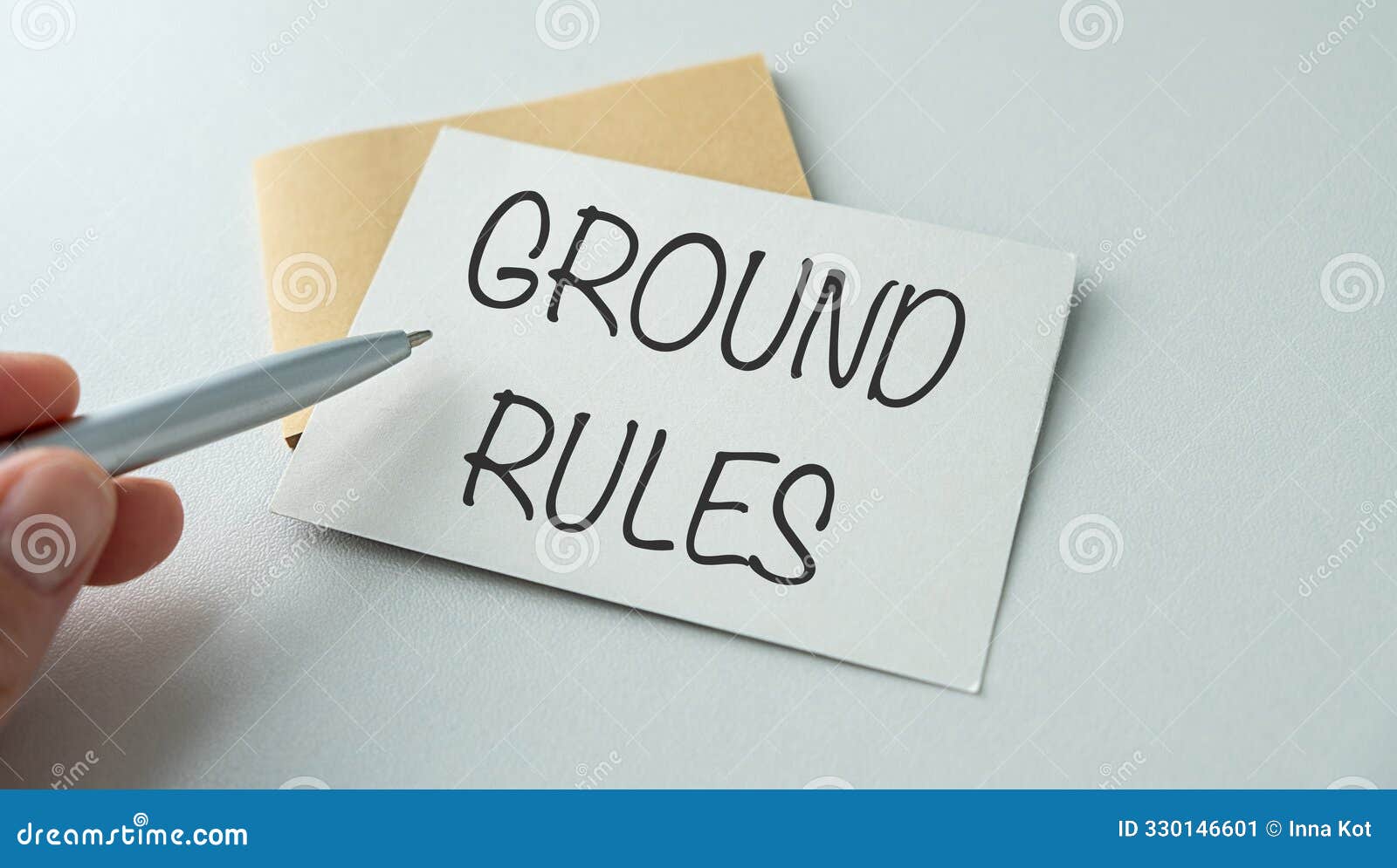 GROUND RULES - Words in White Notebook on Dark White Background with ...