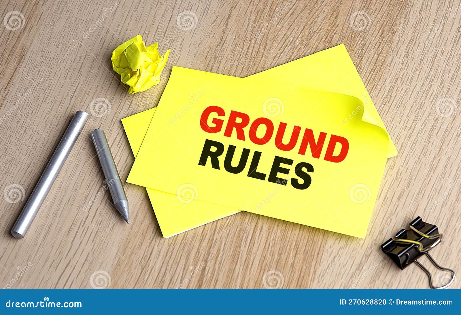 GROUND RULES Written on a Sticky on Notebooks Stock Photo - Image of ...