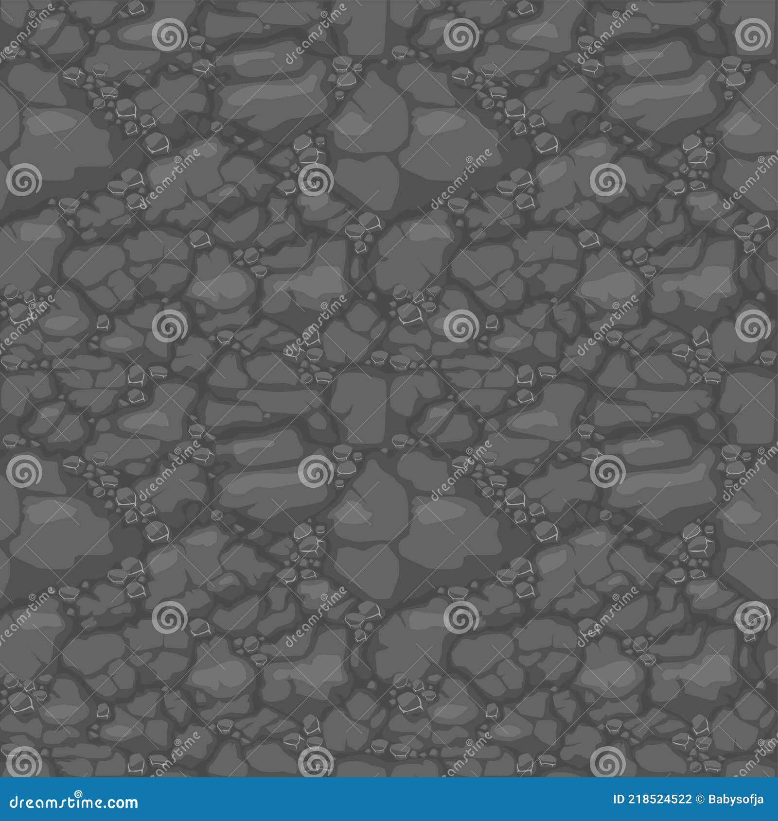 Ground Seamless Pattern, Gray Soil with Stones Texture for Game Ui ...