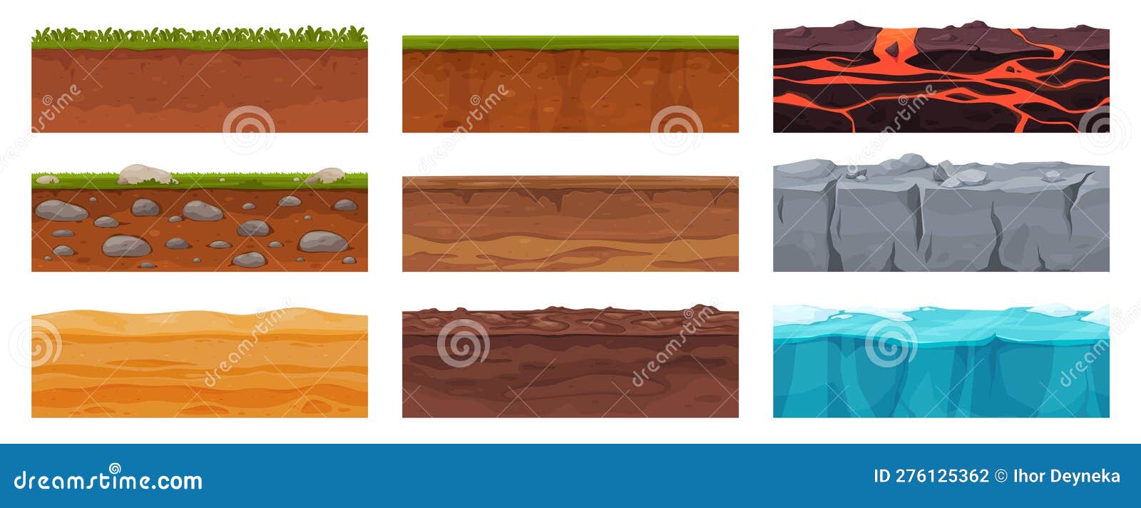 Ground in a Section with Different Layers. Seamless Pattern with Land ...