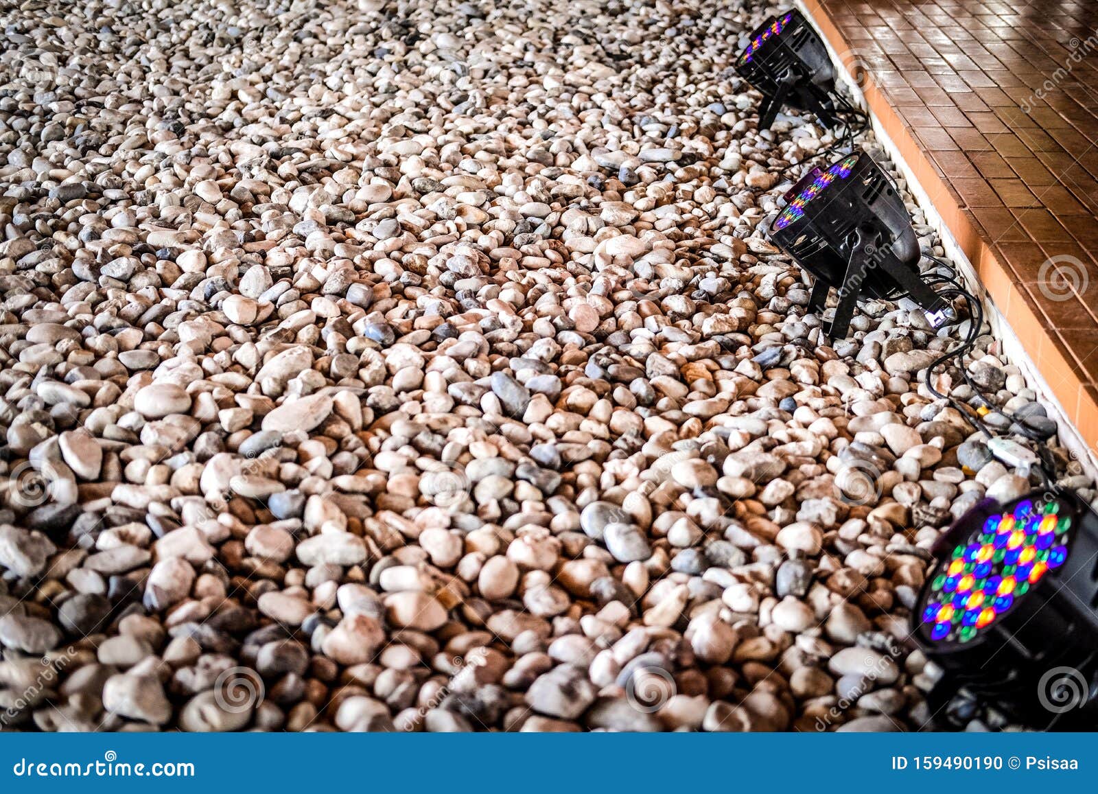 Ground Spotlight on Stone Rock Floor Stock Photo - Image of electric ...