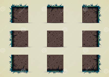 Ground Sprites with Grass at Night for Creating Video Game Stock Vector ...