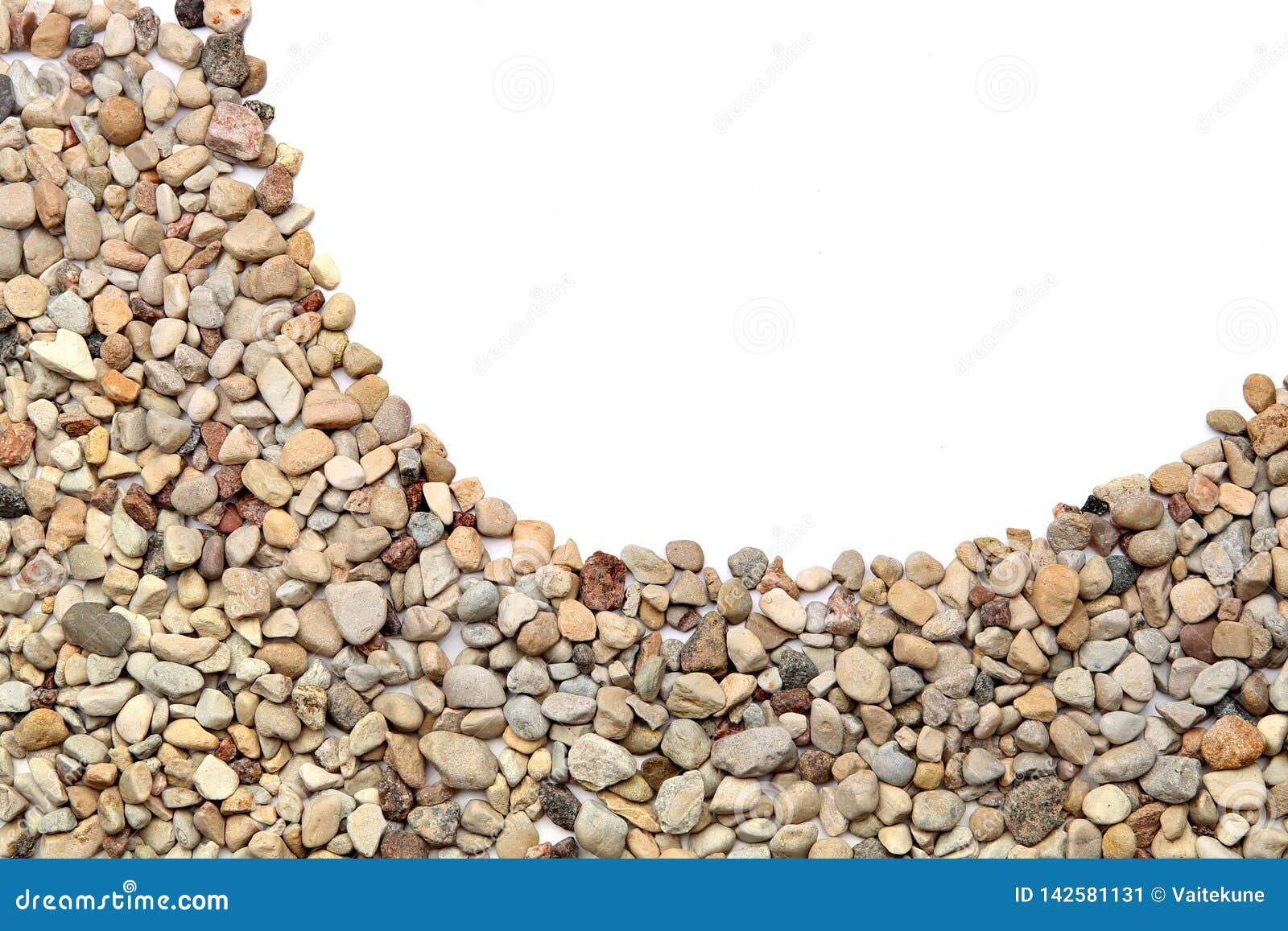 Ground Stones Border Isolated on White Background. Stock Image - Image ...