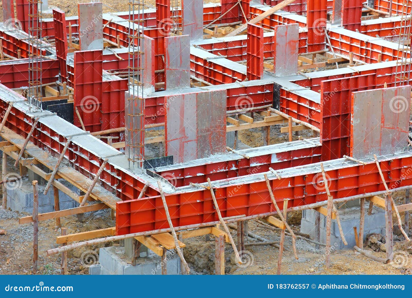 The Ground Structure after Put on Cement in To Formwork of Building ...