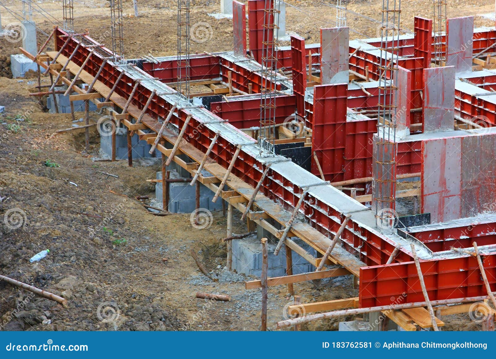 The Ground Structure after Put on Cement in To Formwork of Building ...