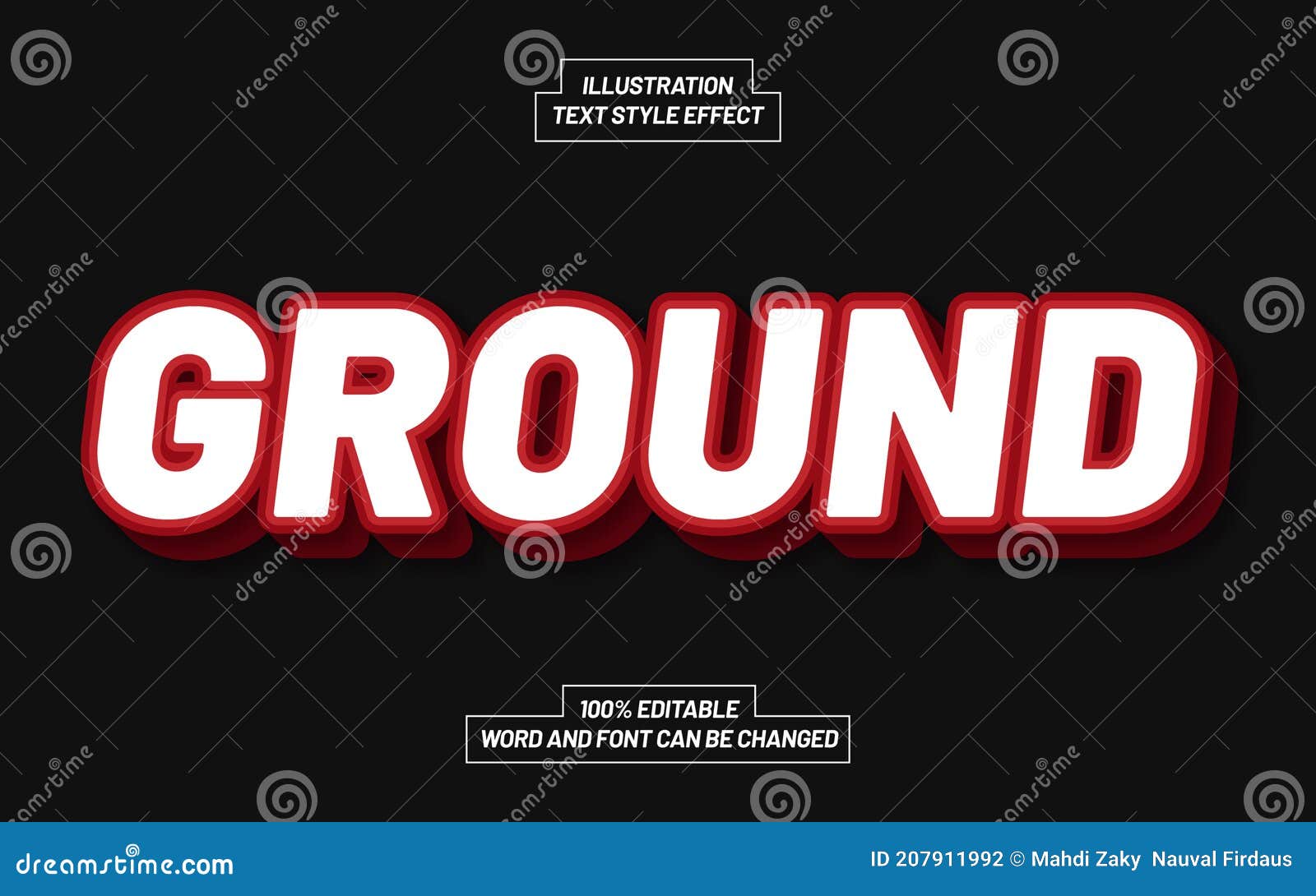 Ground Design Text Style Effect Stock Vector - Illustration of line ...