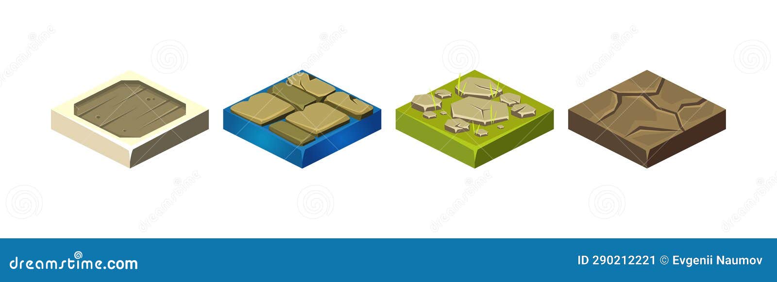 Ground Textures Game Surface and Platform Square Isometric Vector ...