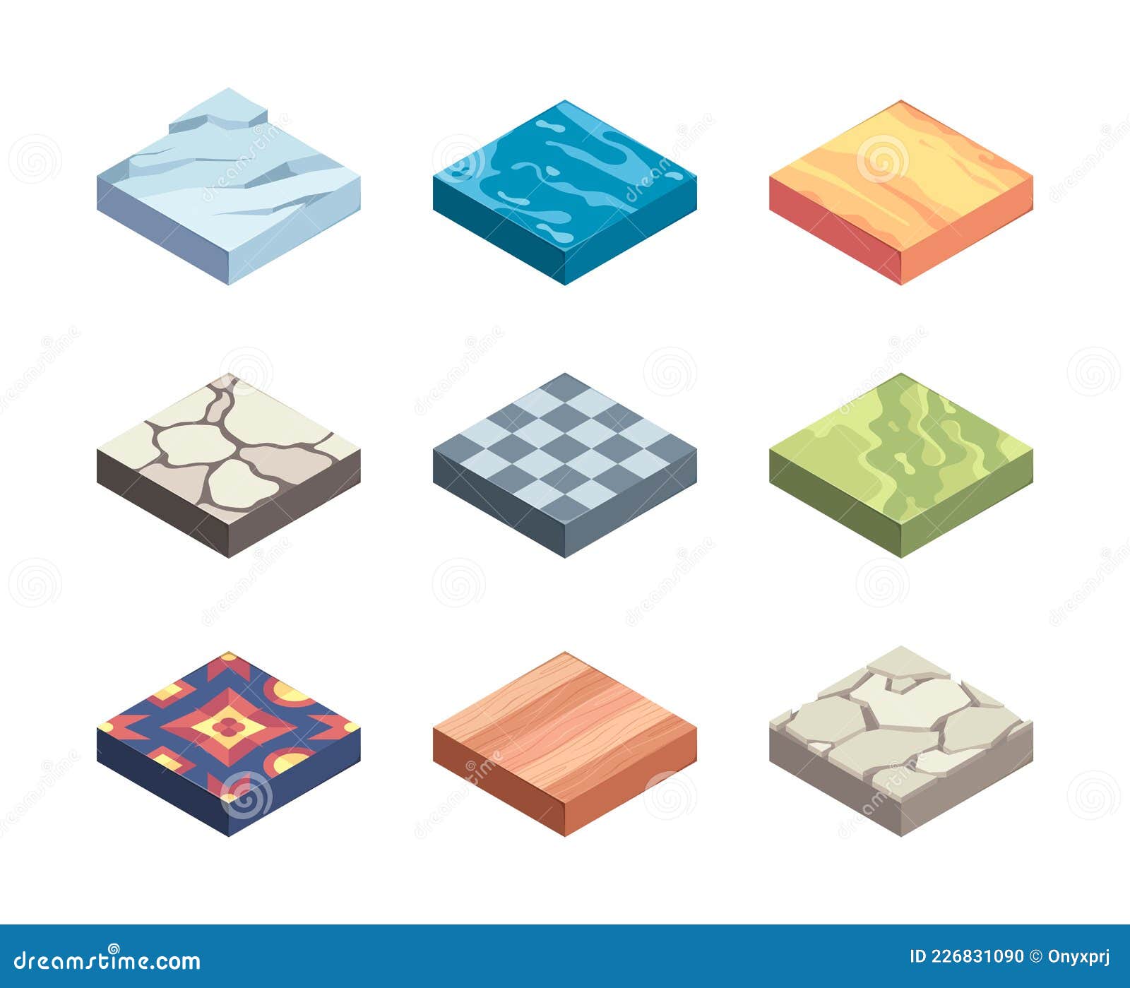 Ground Platforms Cartoon Vector Set. Mountain Stones Bricks Block ...