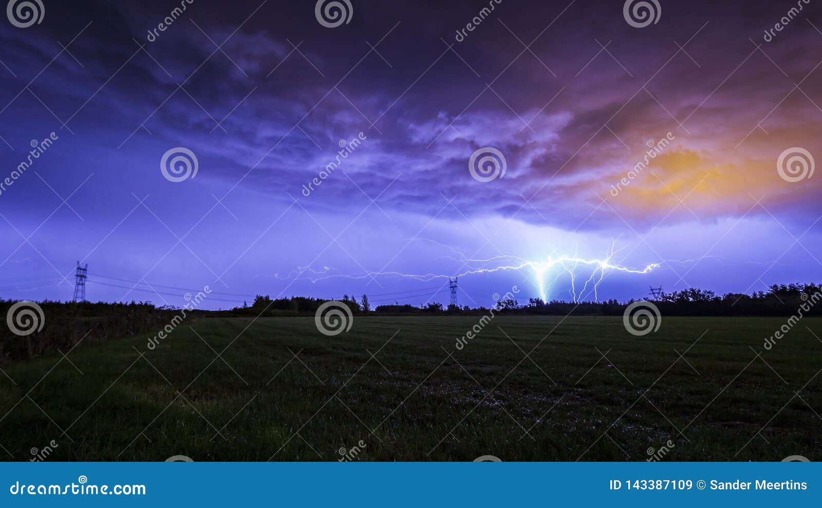 Ground To Cloud GC Lightning Flash Against a Dramatic Storm Sky Stock ...