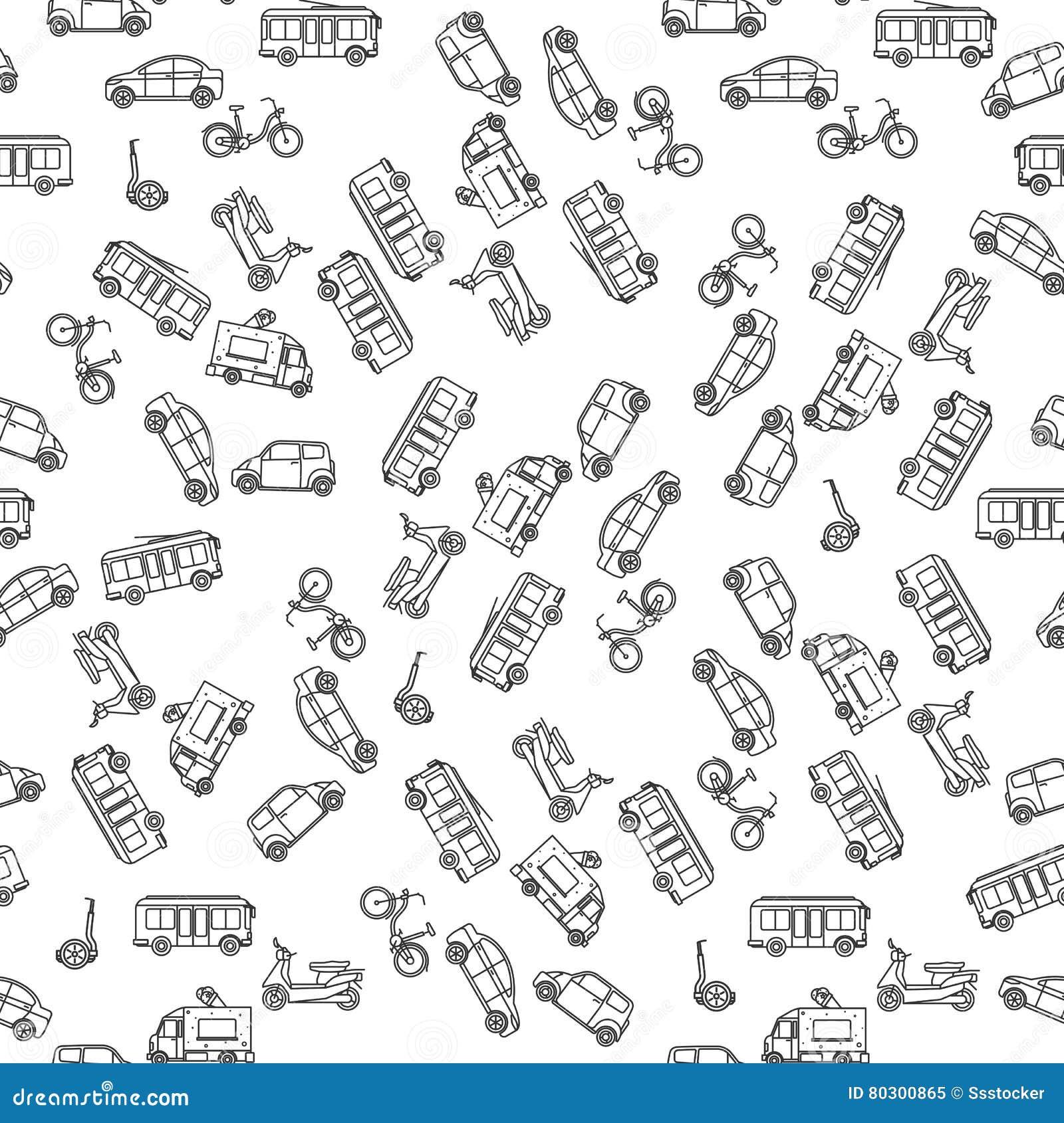 Ground Transportation Monochrome Seamless Pattern Stock Vector ...