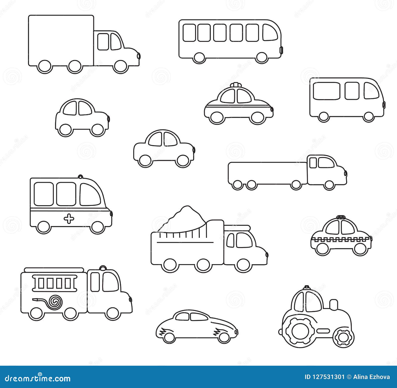 Ground Transportation. Silhouette. Vector. Stock Vector - Illustration ...