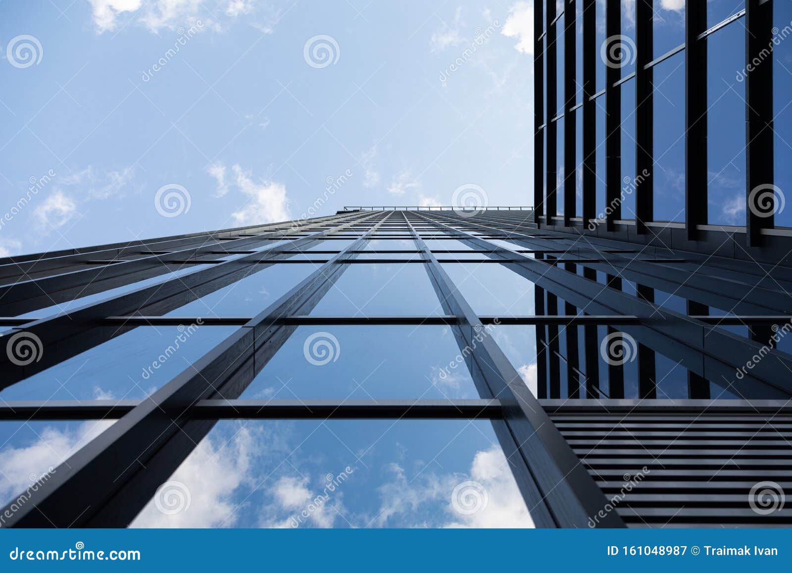 Ground View of Tall Glass Building Wall Stock Image - Image of high ...