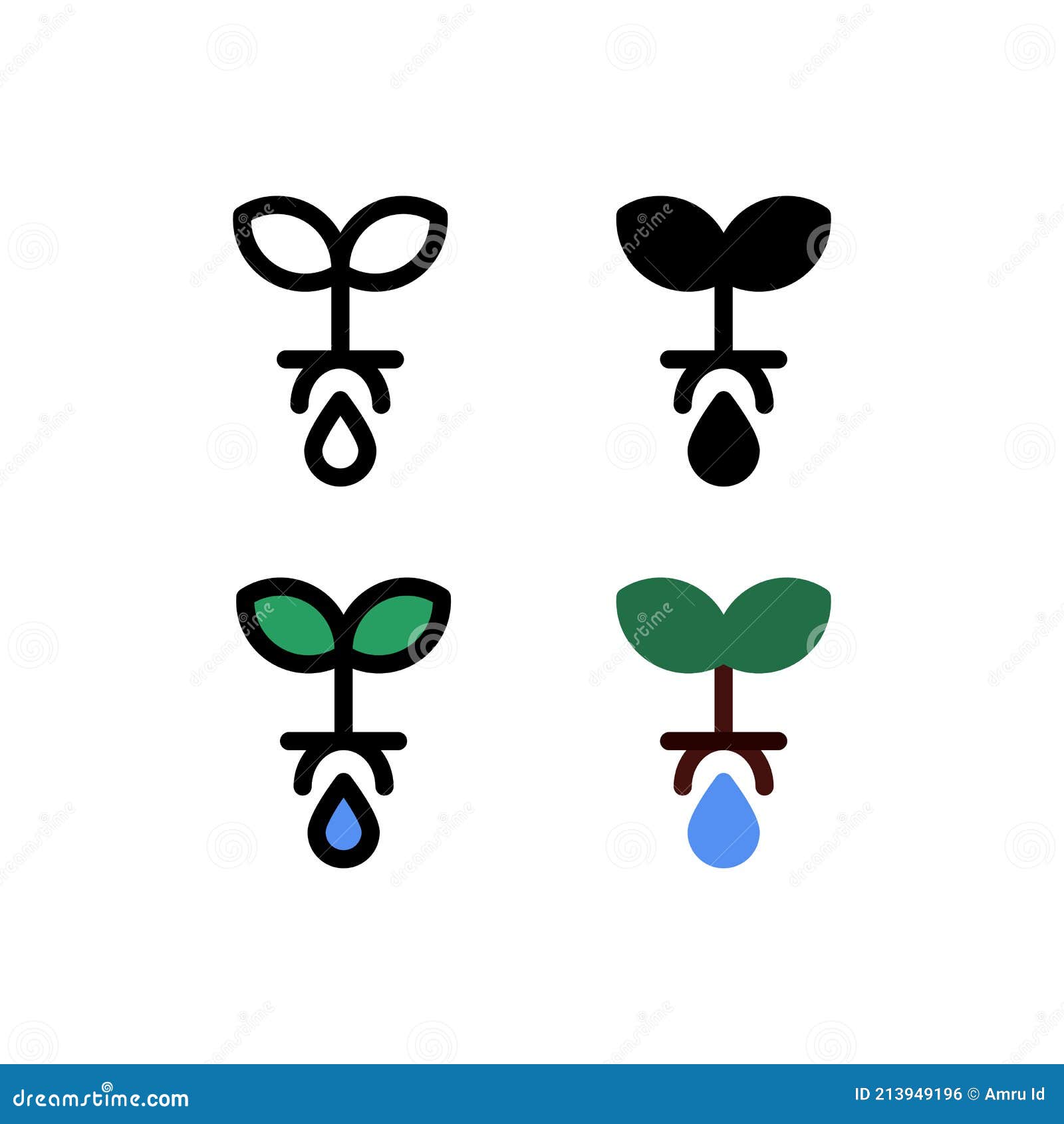 Ground Water Drop Retained Plant Root Icon, Logo, And Illustration ...