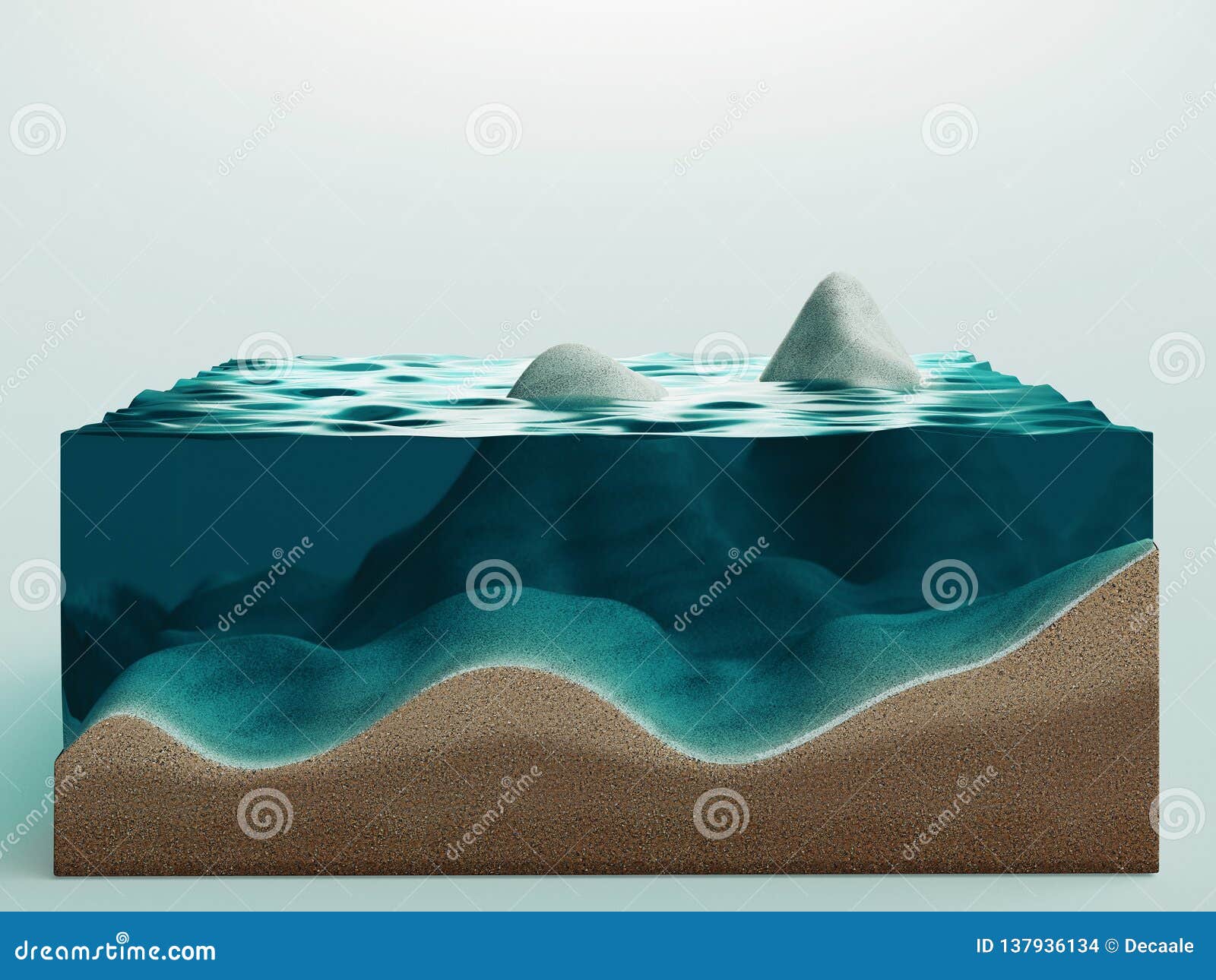 Ground and Water Layers, 3d Rendering Stock Illustration - Illustration ...