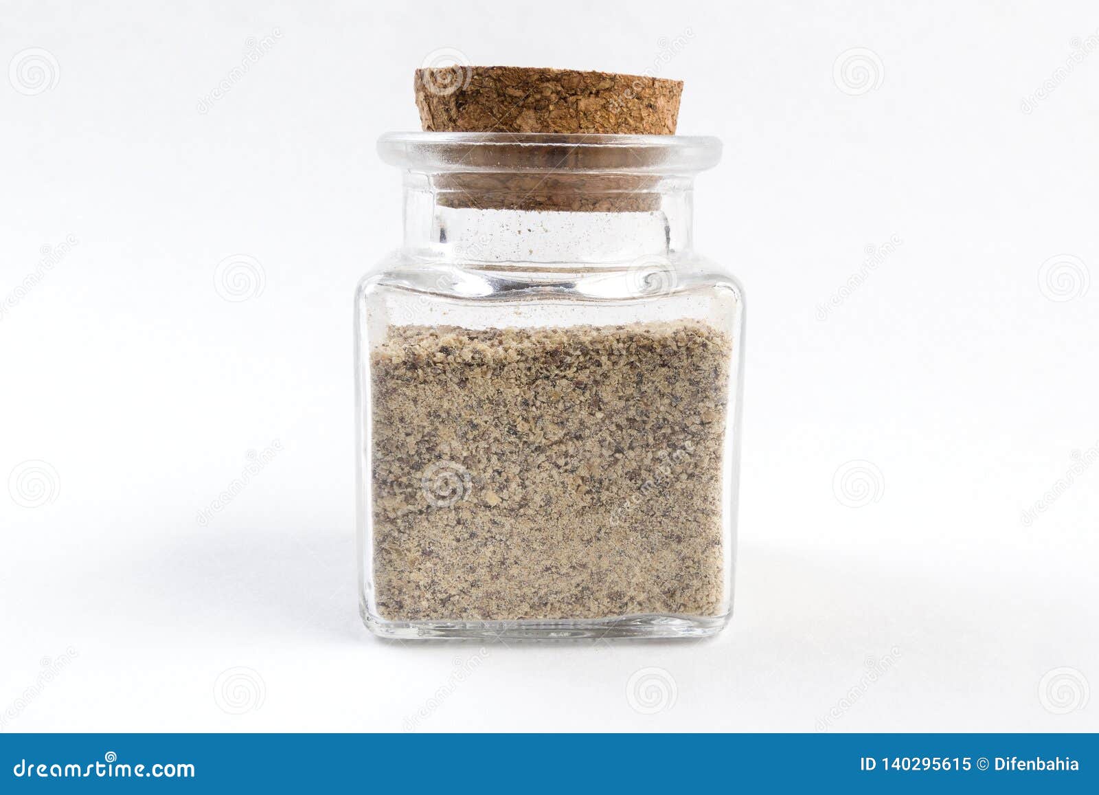 Ground White Pepper in a Glass Jar Isolated on White Background Stock ...