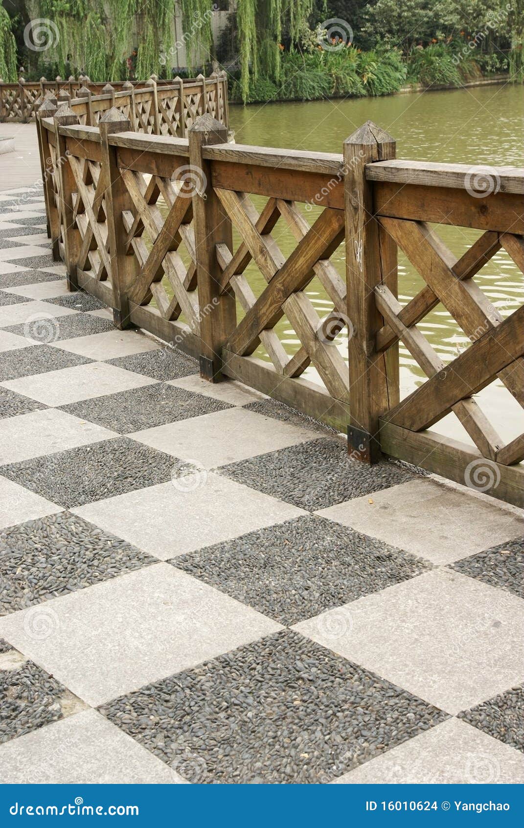 The Ground with Wooden Guardrail in Park Stock Photo - Image of ground ...