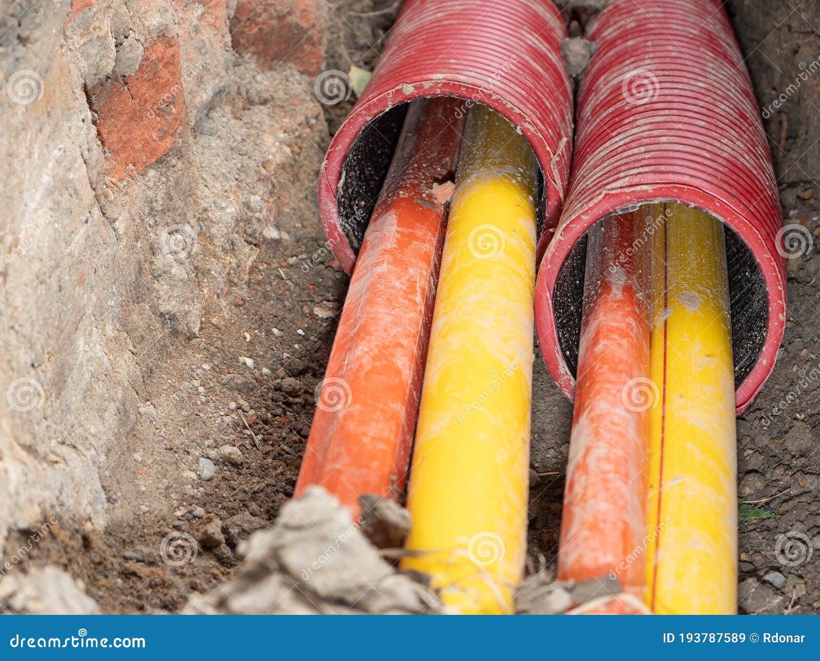 Ground Work the Installation of Fiber Optic Cables Stock Image - Image ...