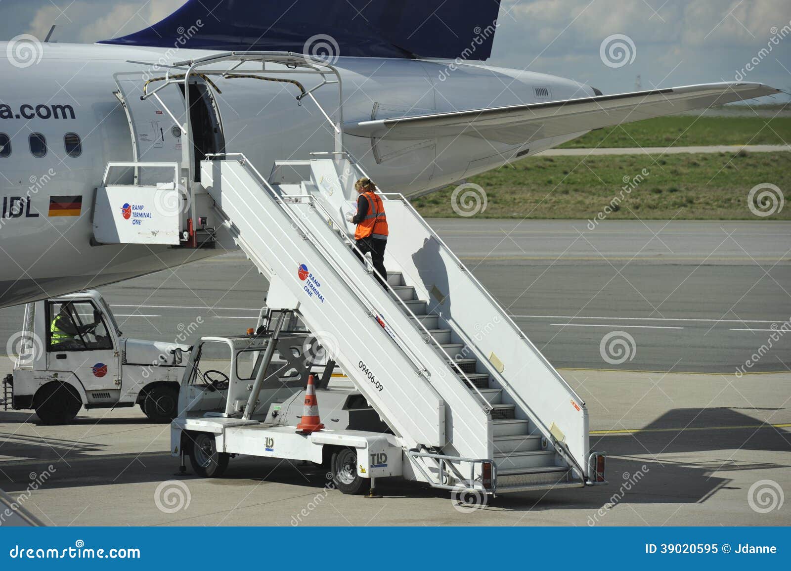 Ground Worker Entering the Plane Editorial Image - Image of airport ...