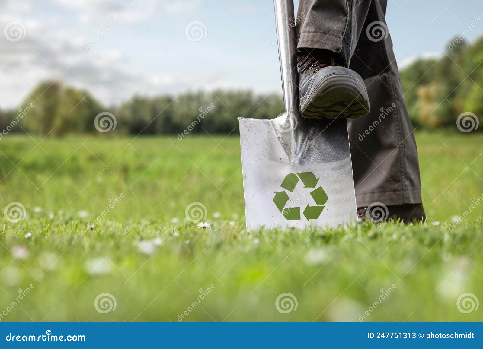 Groundbreaking Ceremony with a Sustainability Symbol on the Spade Stock ...