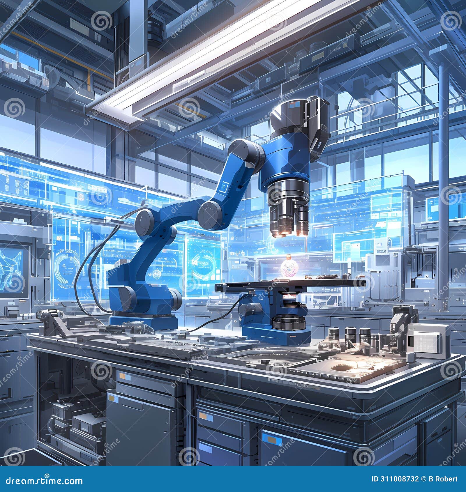 Groundbreaking Nanotech Lab Under Microscope Stock Illustration ...