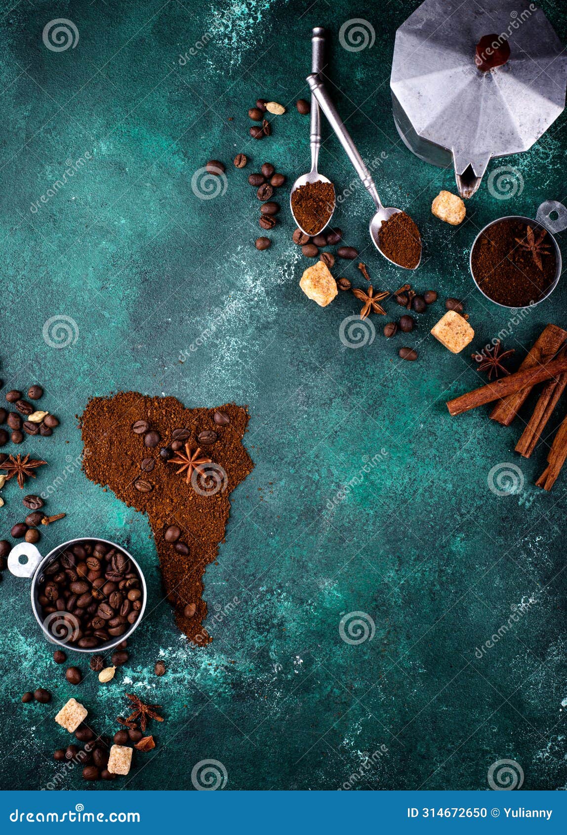 Grounded Coffee and Beans from South America Stock Photo - Image of ...