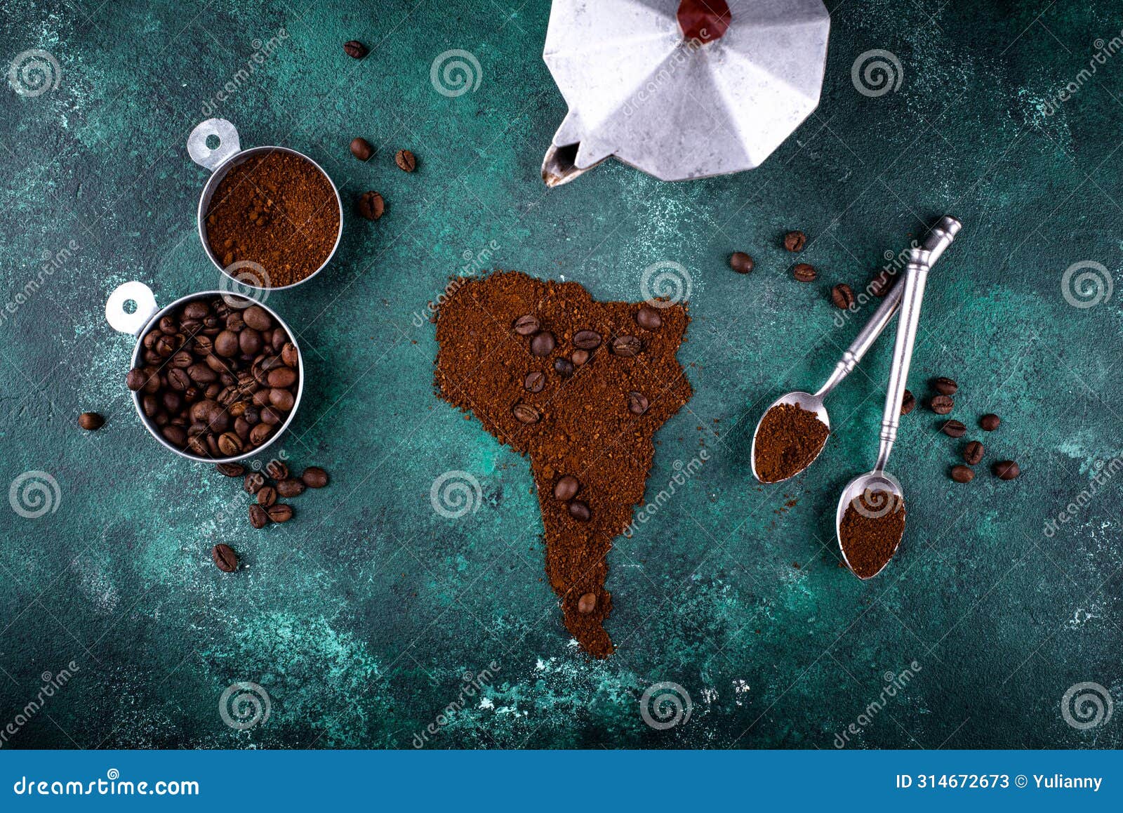 Grounded Coffee and Beans from South America Stock Image - Image of ...