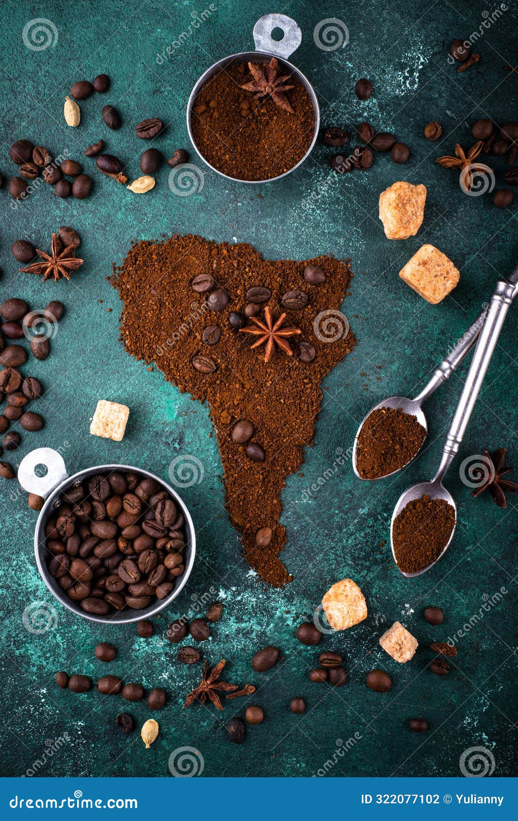 Grounded Coffee and Beans from South America Stock Photo - Image of ...