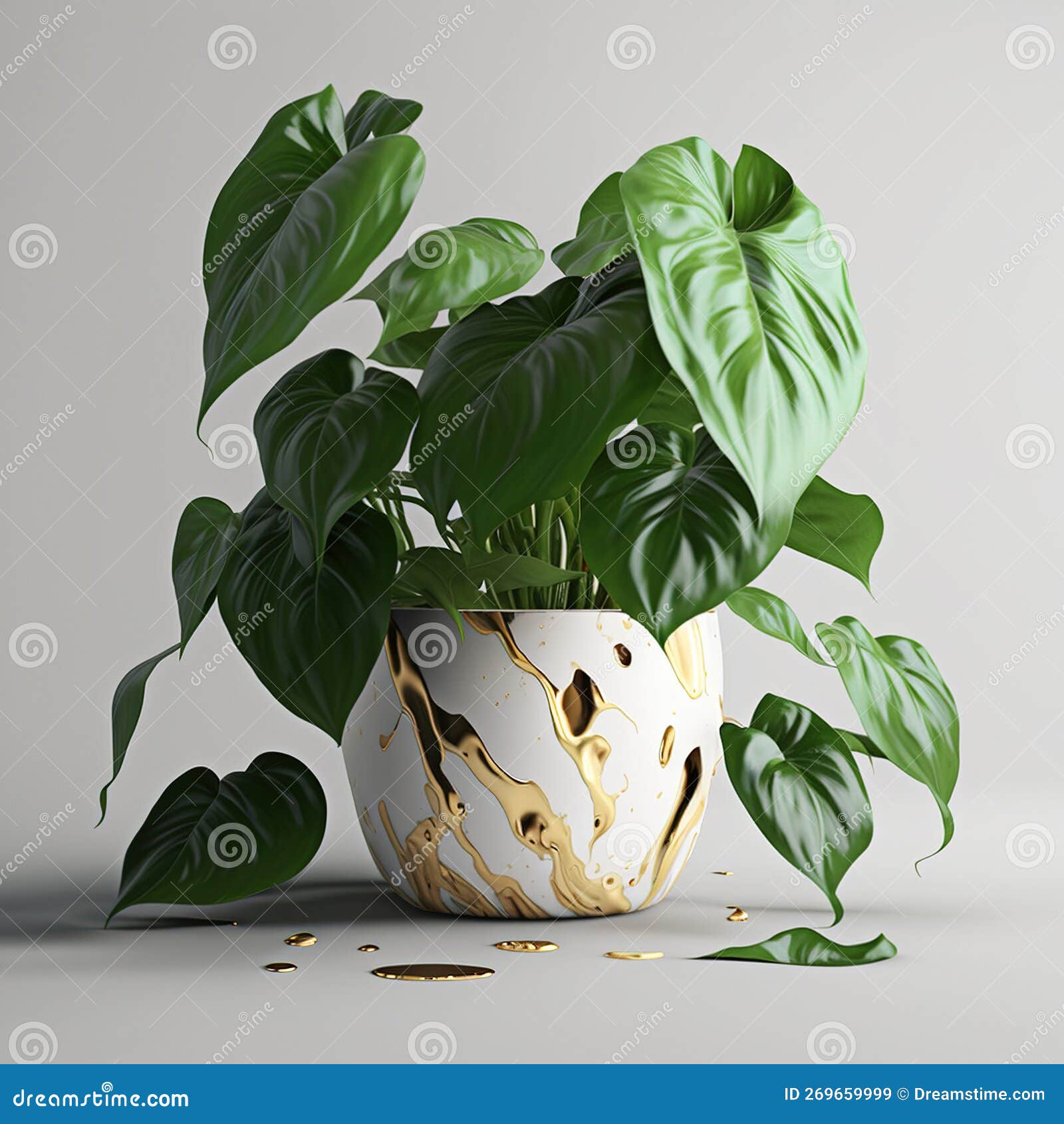 Grounded Golden Pothos In Flower Pot On Black Background. Ai Generative ...