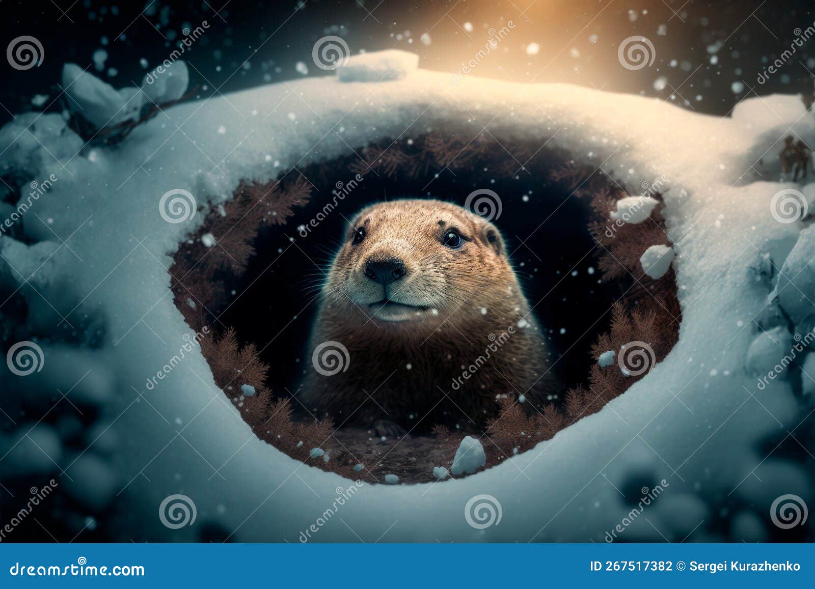 Groundhog Covered in Snow on Groundhog Day. Stock Illustration ...