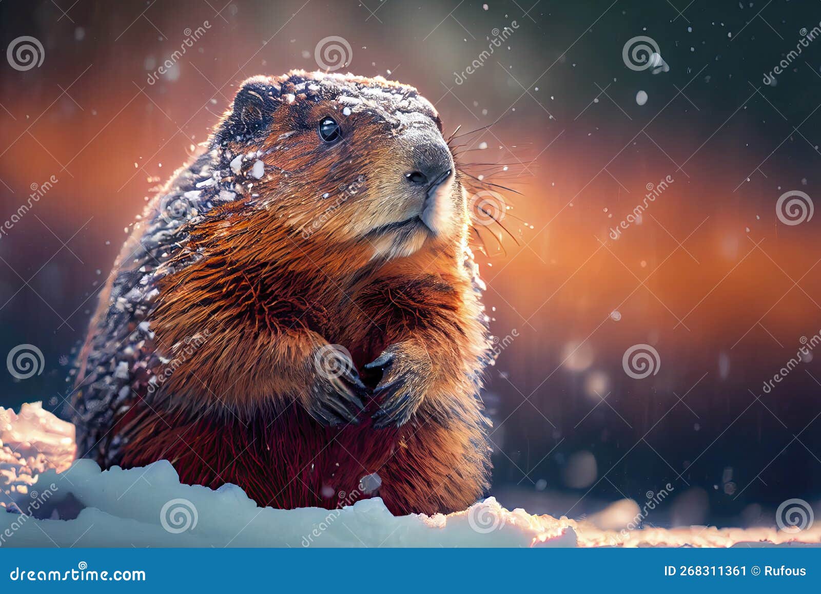 Groundhog Covered in Snow on Groundhog Day Stock Illustration ...