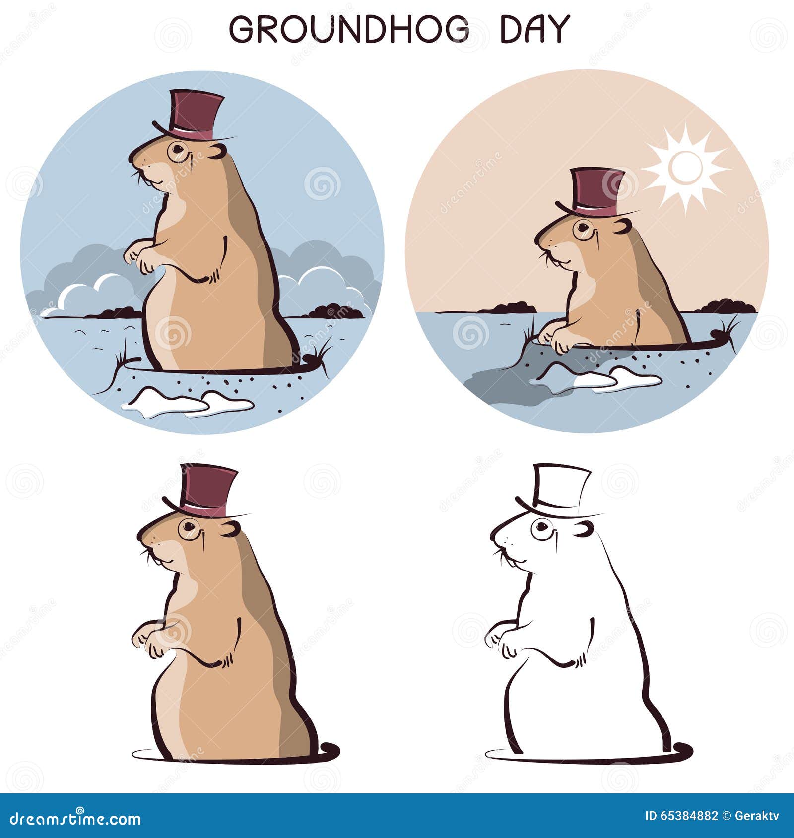 Groundhog Day Animal. Vector Symbol Of Marmot On White | CartoonDealer ...